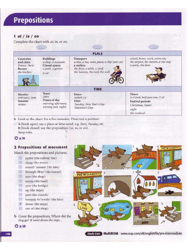 Prepositions - Grammar Bank - Pre Inter | PDF