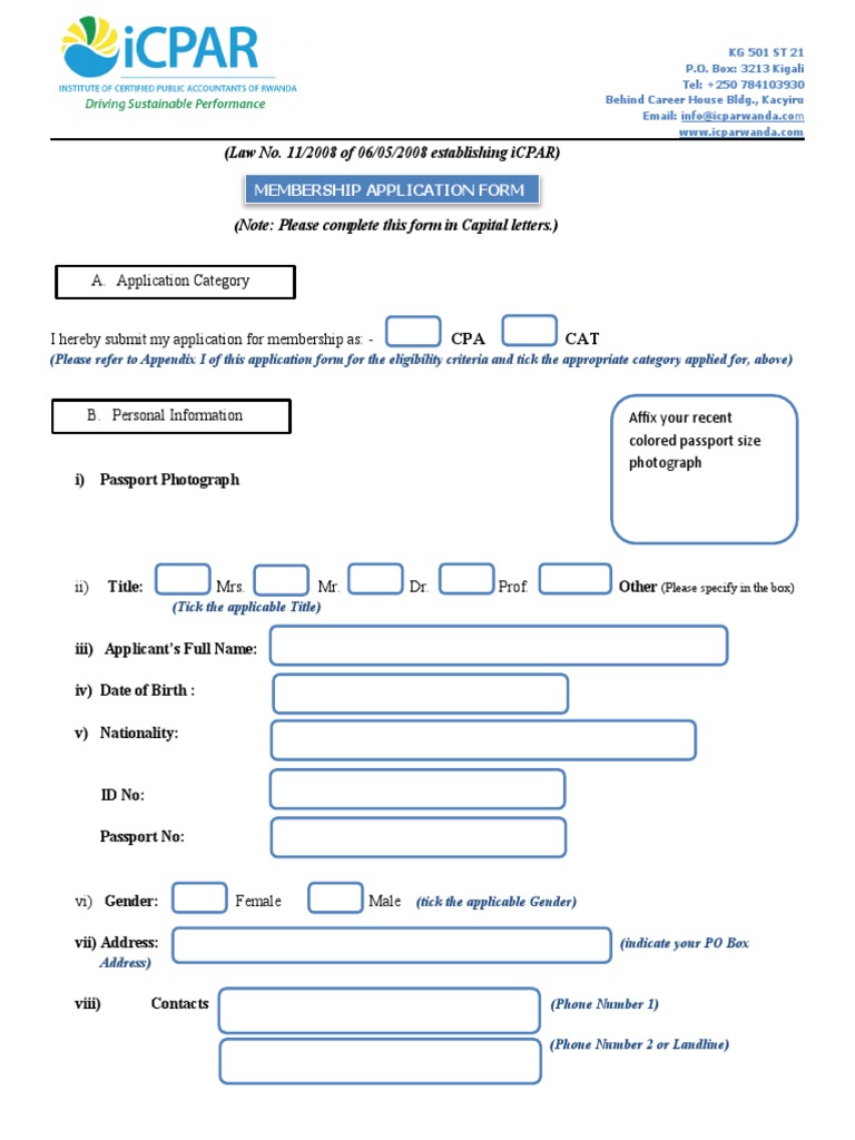 Membership Application Form | PDF | Accountant | Professional Certification