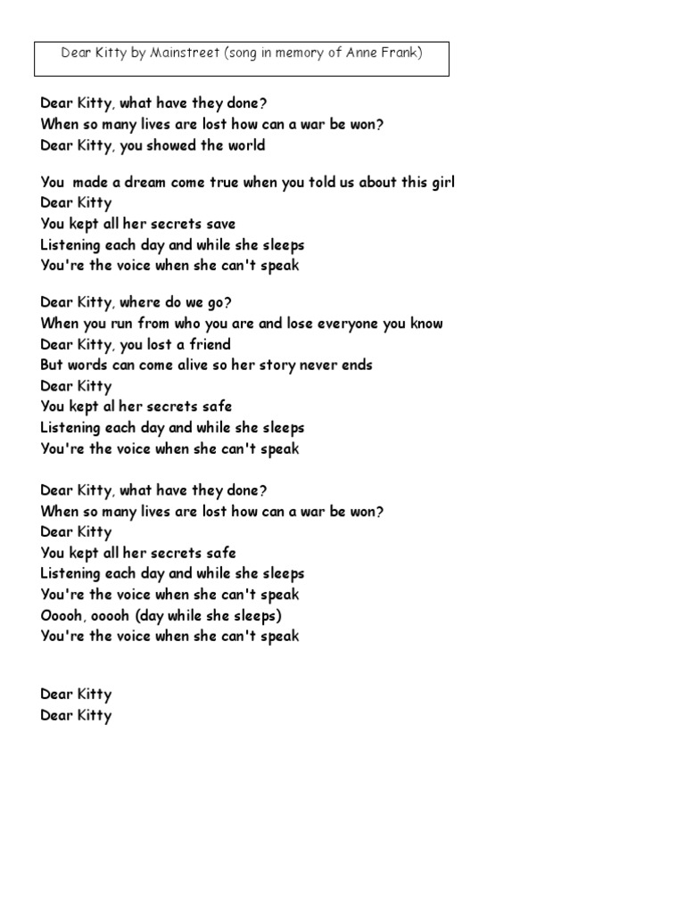 Songs in Memory of Anne Frank | PDF | Poetry