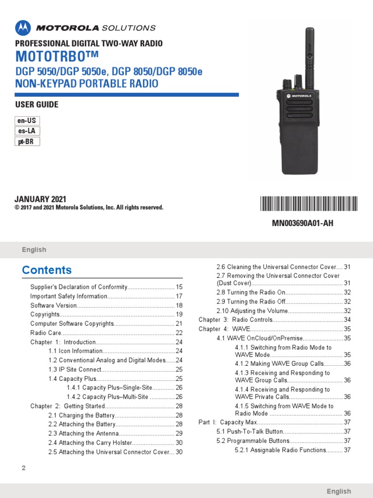 MN003690A01-AH Esla MOTOTRBO DGP5050 DGP5050e DGP8050 DGP8050e Non ...