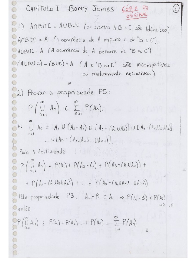 Barry James Probabilidade Resolues Exerccios | PDF