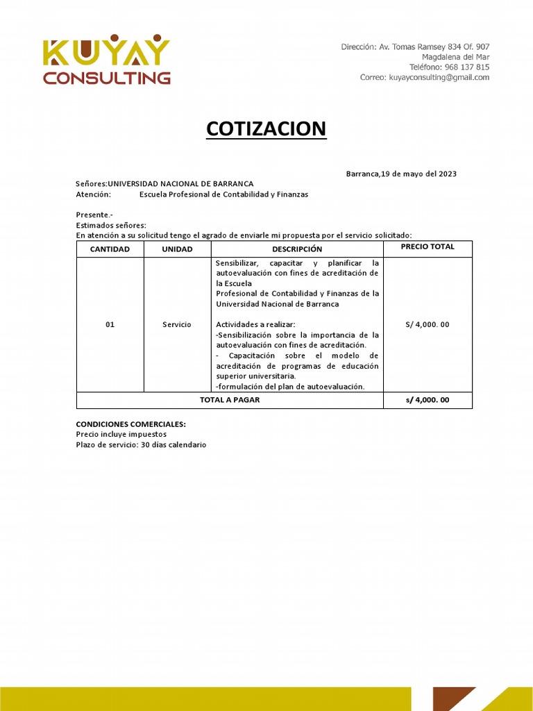 Formato Cotizacion | PDF | Educación más alta | Economias