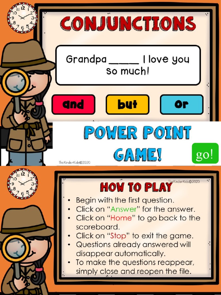 21 - Conjunctions PowerPoint Game | PDF