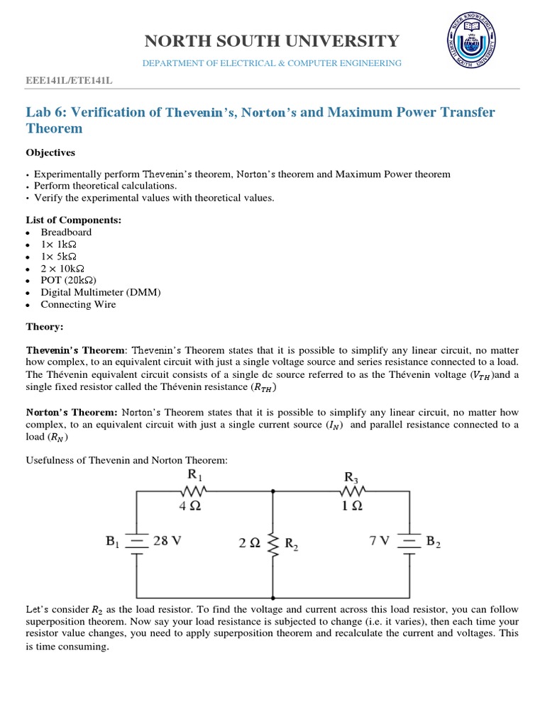 EEE 141 Lab Manual-6 | PDF