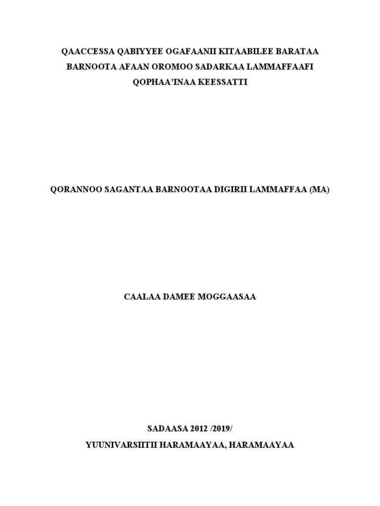 Caalaa Damee Moggaasaa | PDF