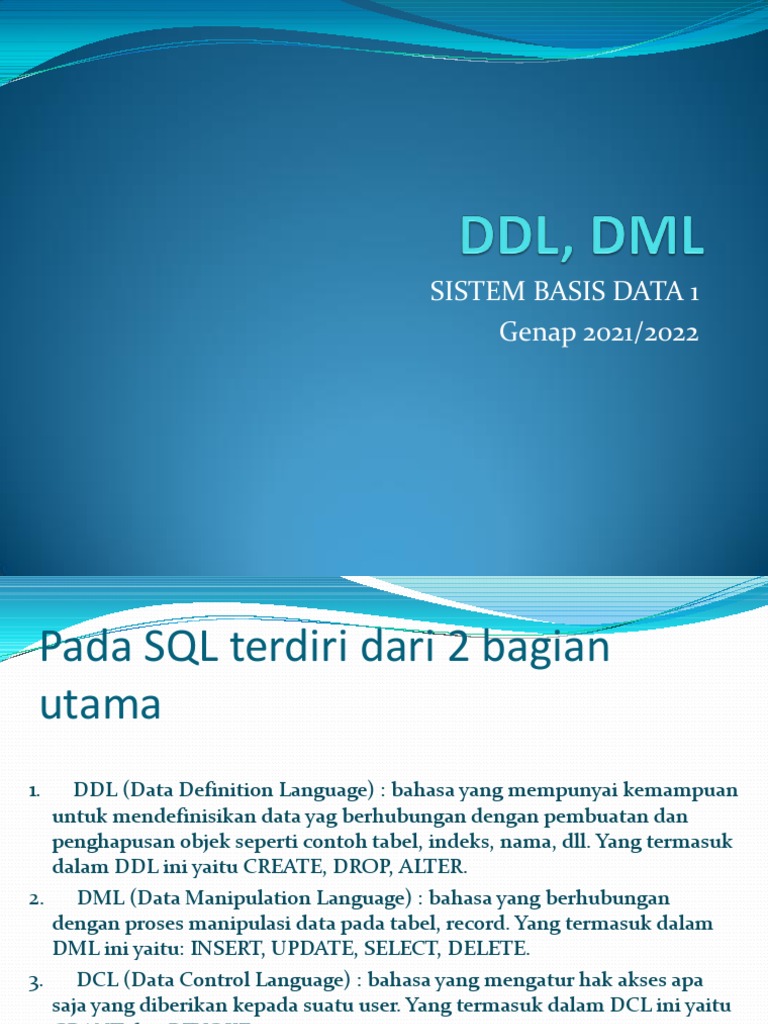 Materi SBD1 _5DDL,DML | PDF