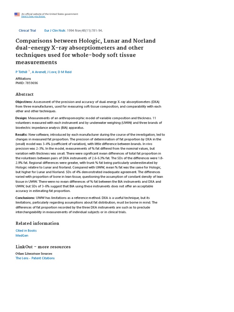 Comparisons Between Hologic, Lunar and Norland Dual-Energy X-Ray ...
