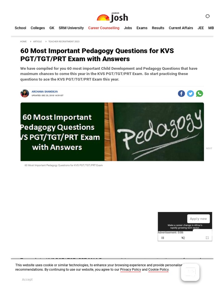 Most Important Pedagogy Questions For KVS PGT - TGT - PRT Exam With ...
