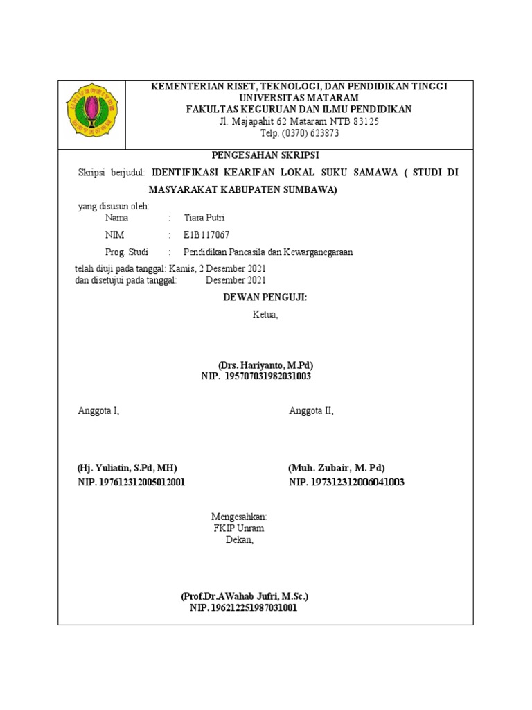 Halaman Pengesahan Skripsi | PDF