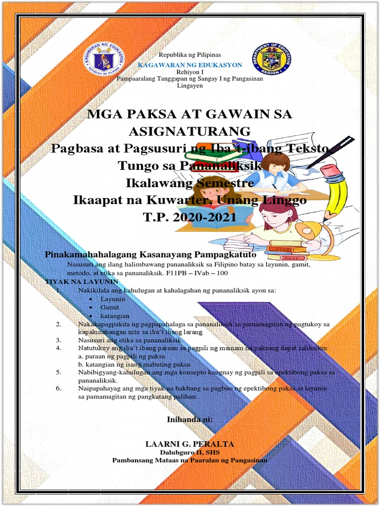 Pagbasa Activity-Sheet Linggo-1 Kuwarter-4 | PDF