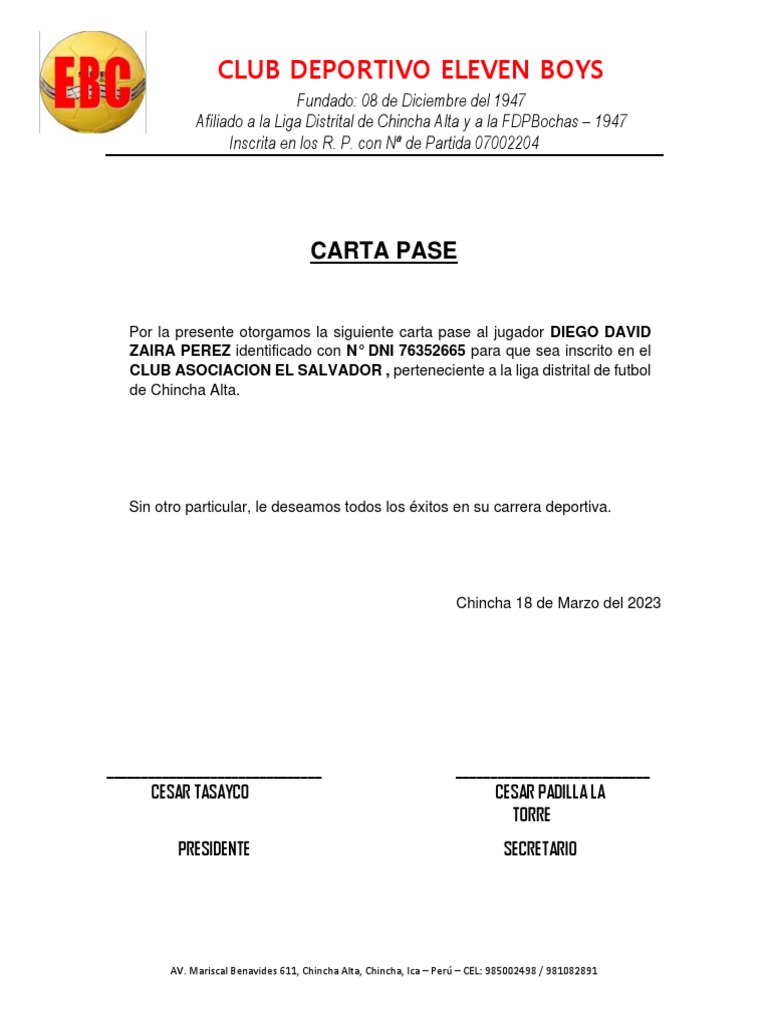 Carta Pase .. | PDF