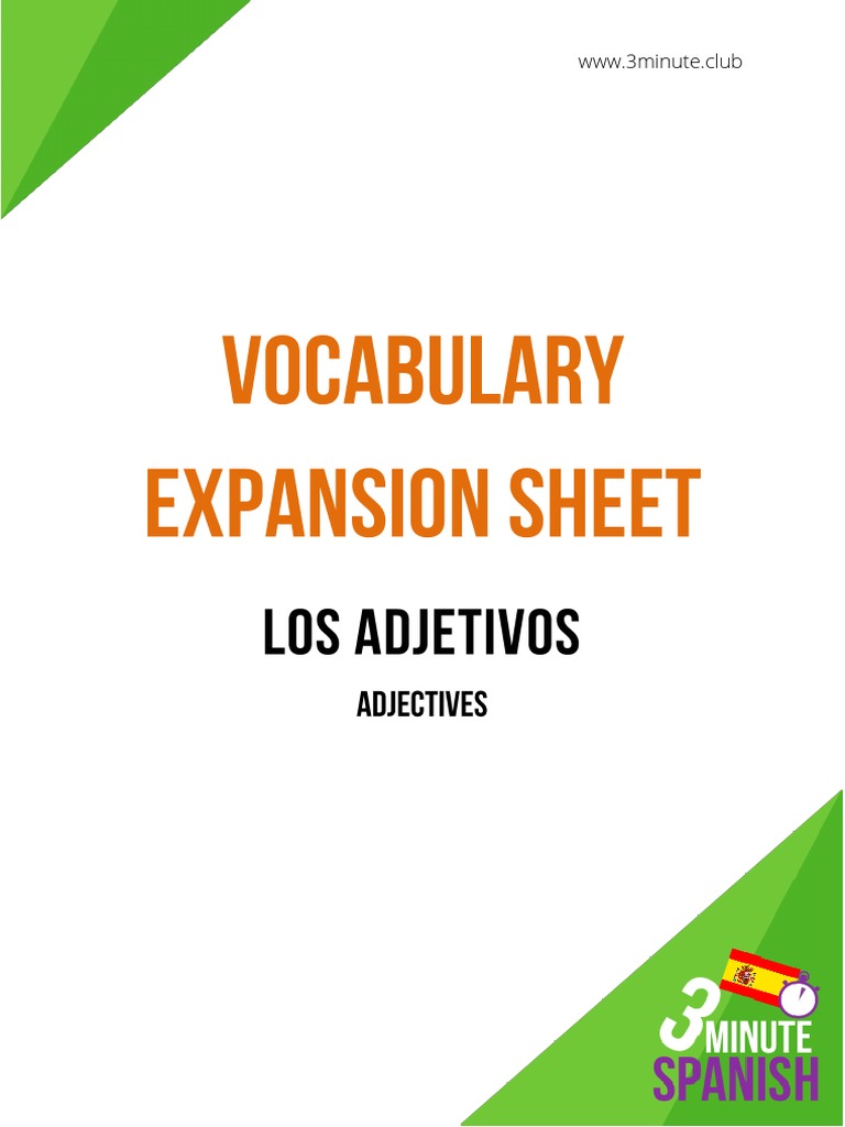 3-Minute-Spanish-Los-adjetivos | PDF