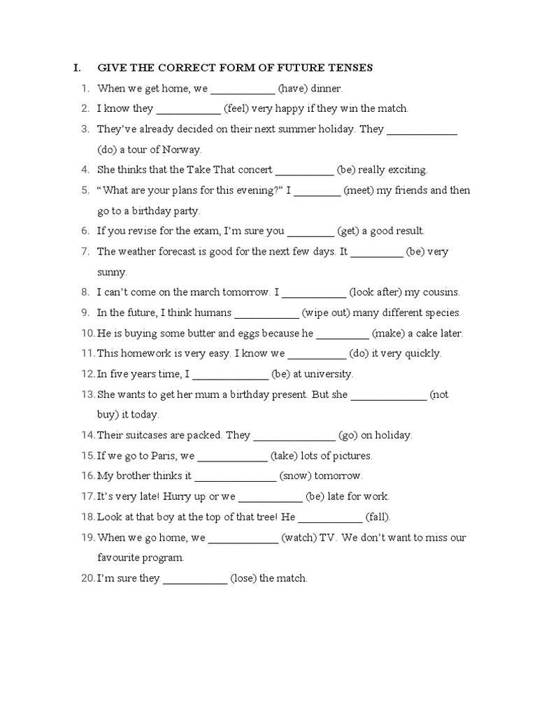 Exercises Tenses | PDF