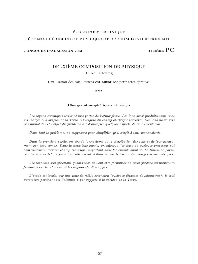 Charges Atmosphériques et Orages: Analyse Physique | PDF | Foudre | Ion