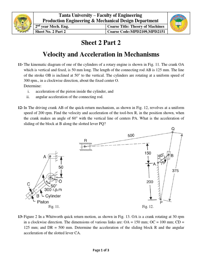 Sheet 2 Part 2 | PDF | Acceleration | Rotation Around A Fixed Axis