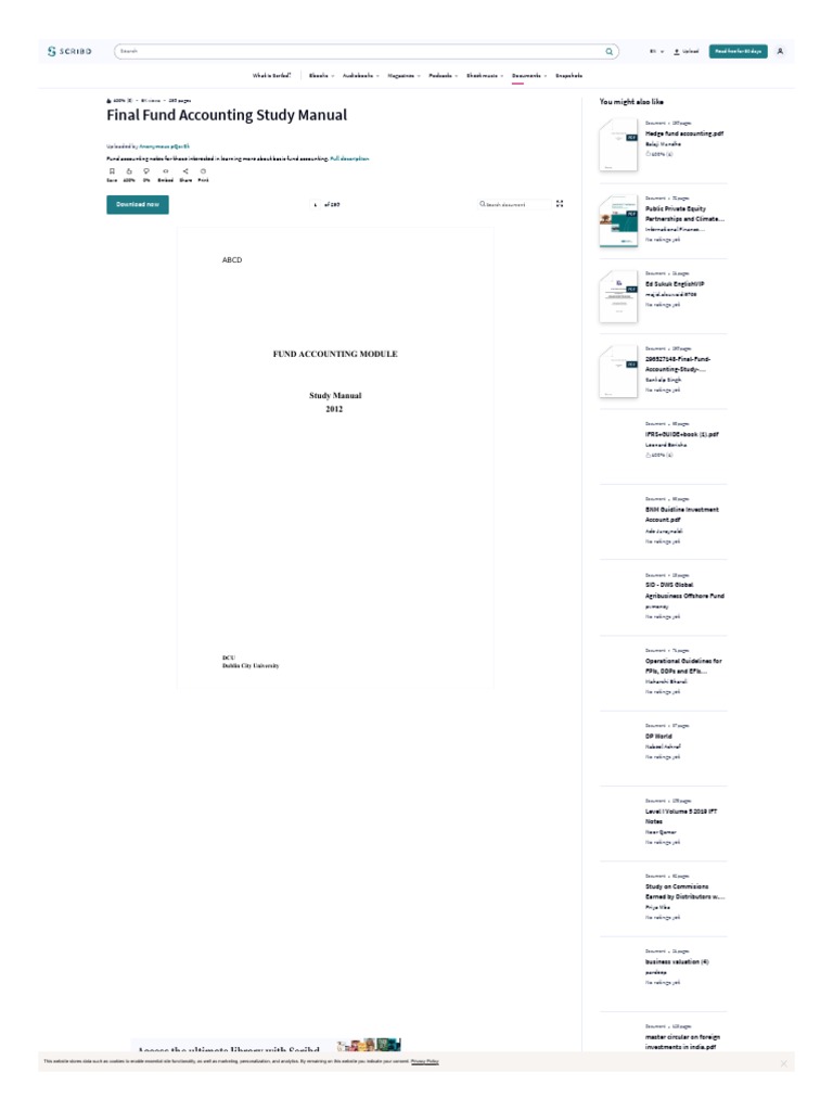 Fund Accounting Study Manual | PDF | Scribd | Investing