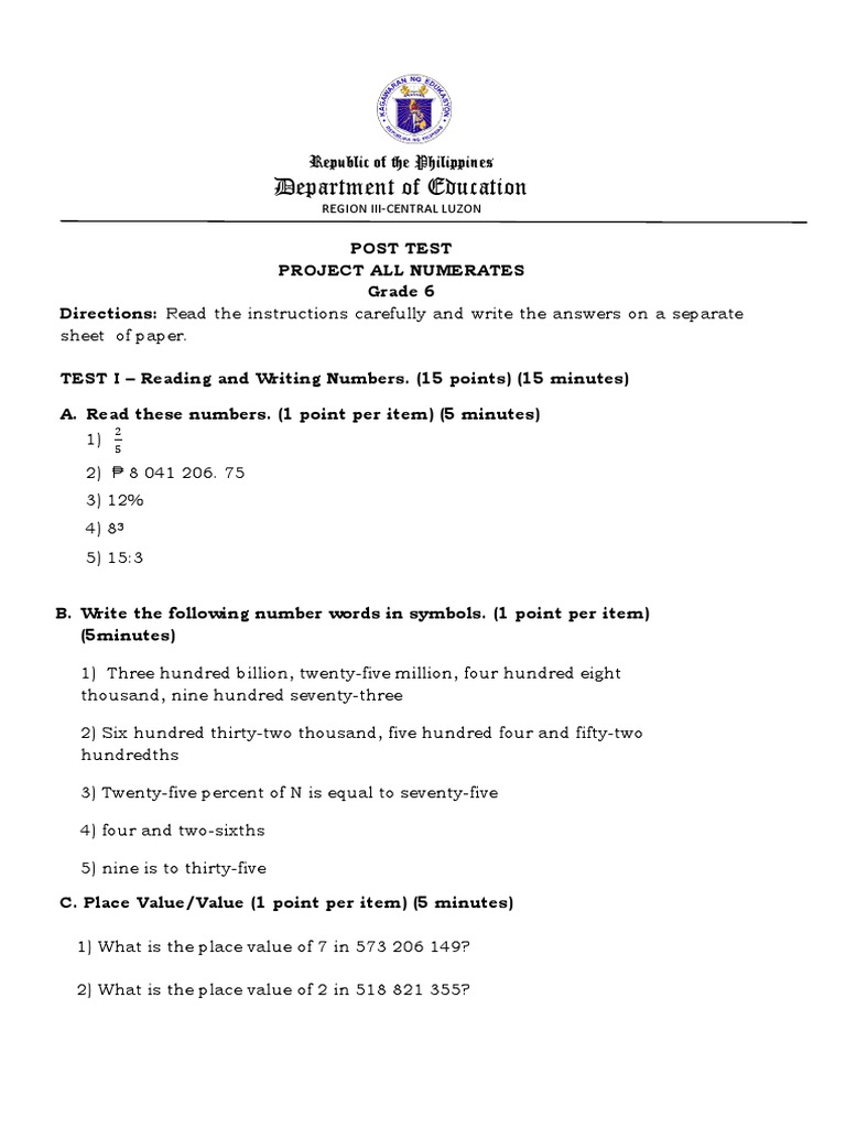 Grade 6 Mcpan | PDF | Numbers | Elementary Mathematics