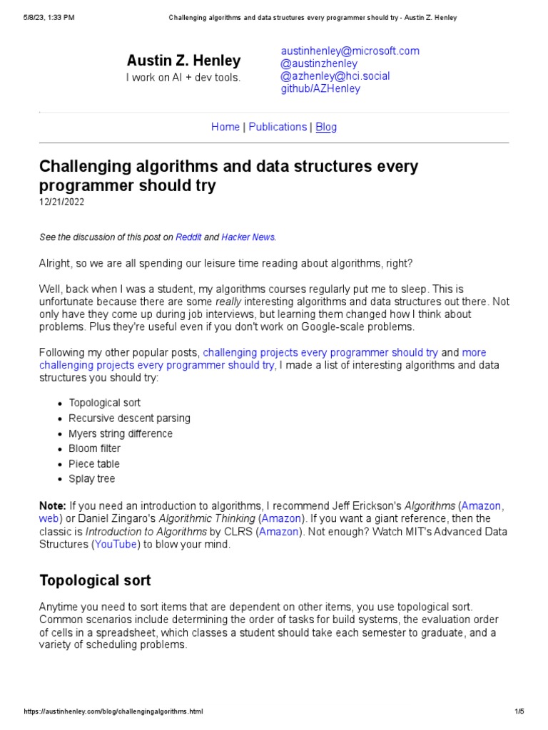 Challenging Algorithms And Data Structures Every Programmer Should Try 1197