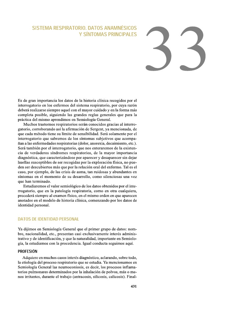 Sistema Respiratorio, Datos Anamnésicos y Síntomas Principales ...