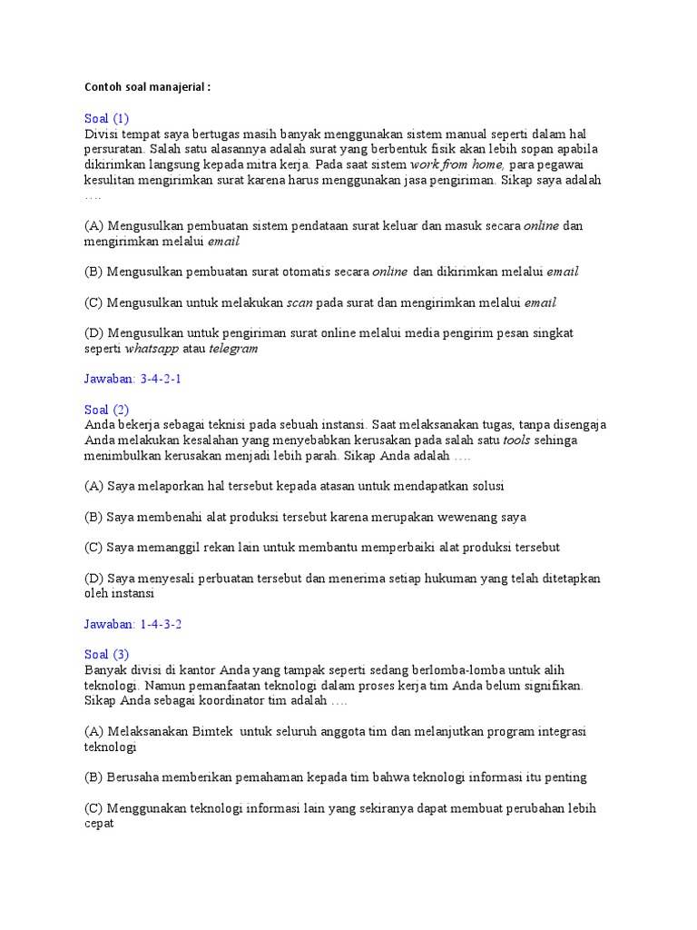 Contoh Soal Manajerial PPPK | PDF