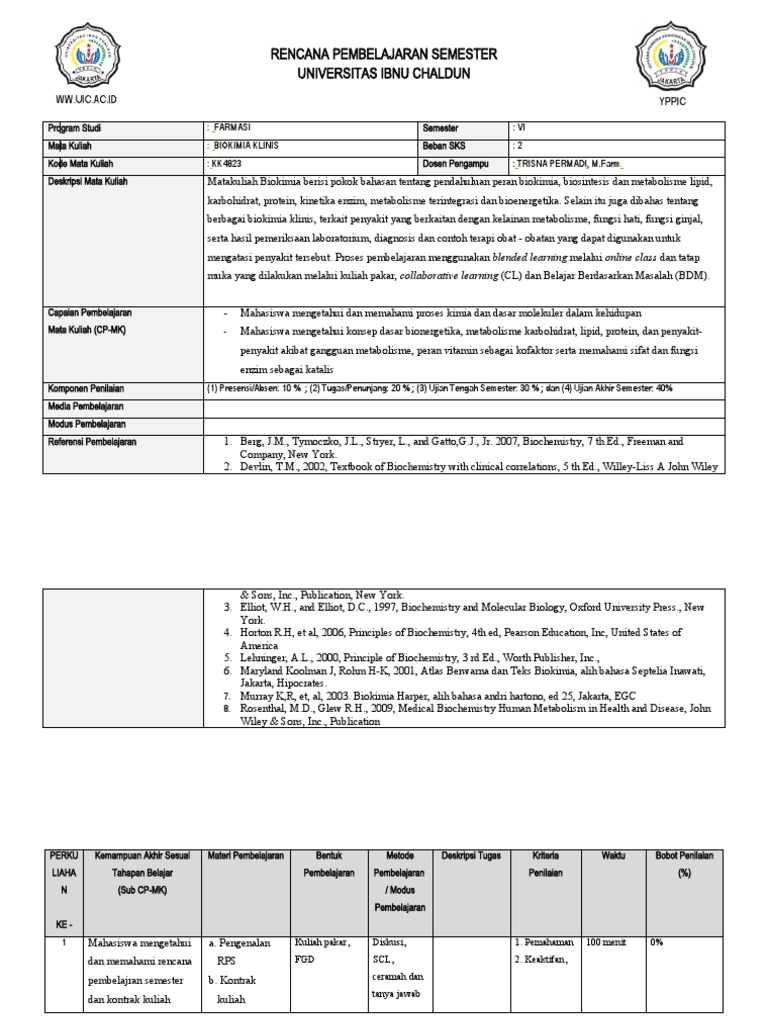 RPS Biokimia UIC 2023 | PDF