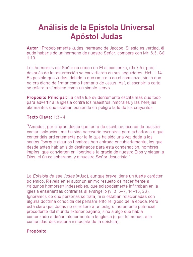 Análisis de La Epístola Universal Apóstol Judas | PDF | Epístola De ...