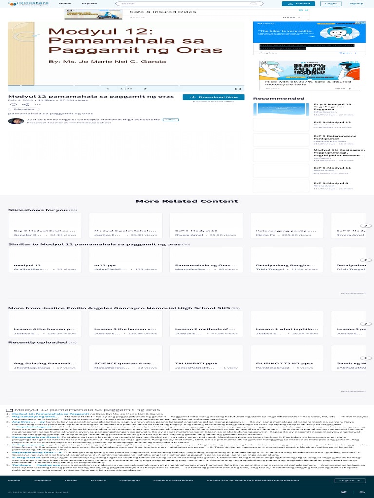 Modyul 12 Pamamahala Sa Paggamit Ng Oras | PDF