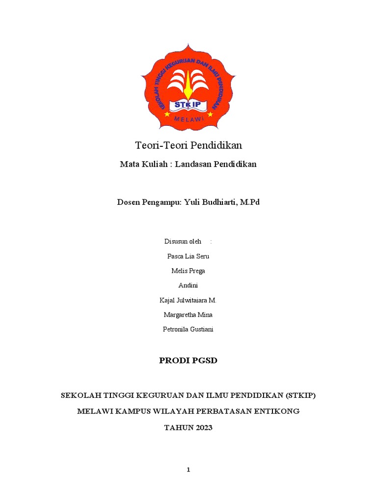 Makalah Teori Teori Pendidikan | PDF