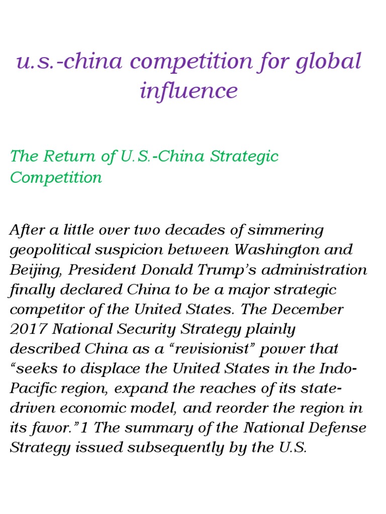 U.s.-China Competition For Global Influence | PDF | China | World Politics
