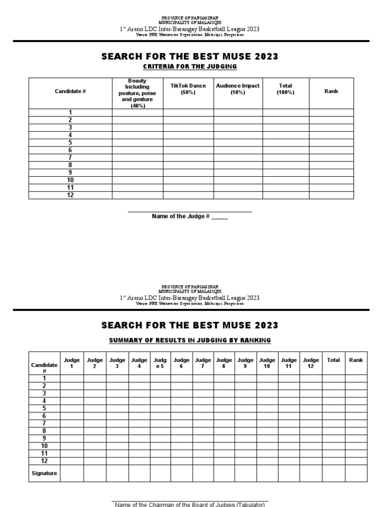 Criteria for Judging Basketball Muse 2023 | PDF
