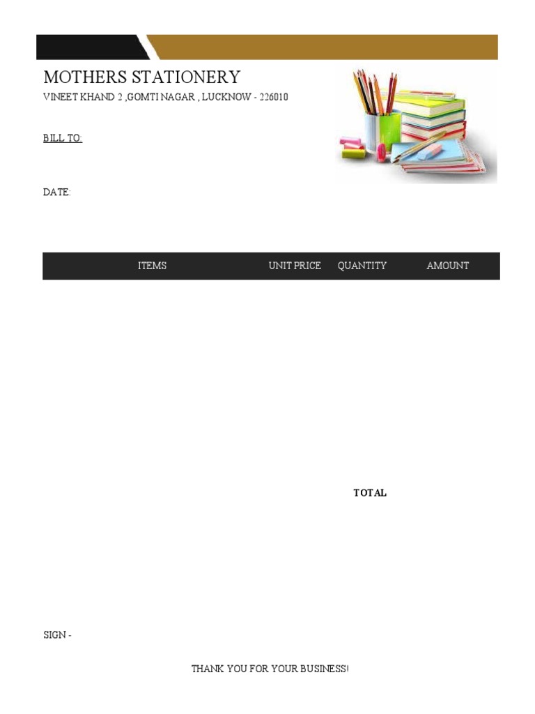 Stationery Bill Template | PDF