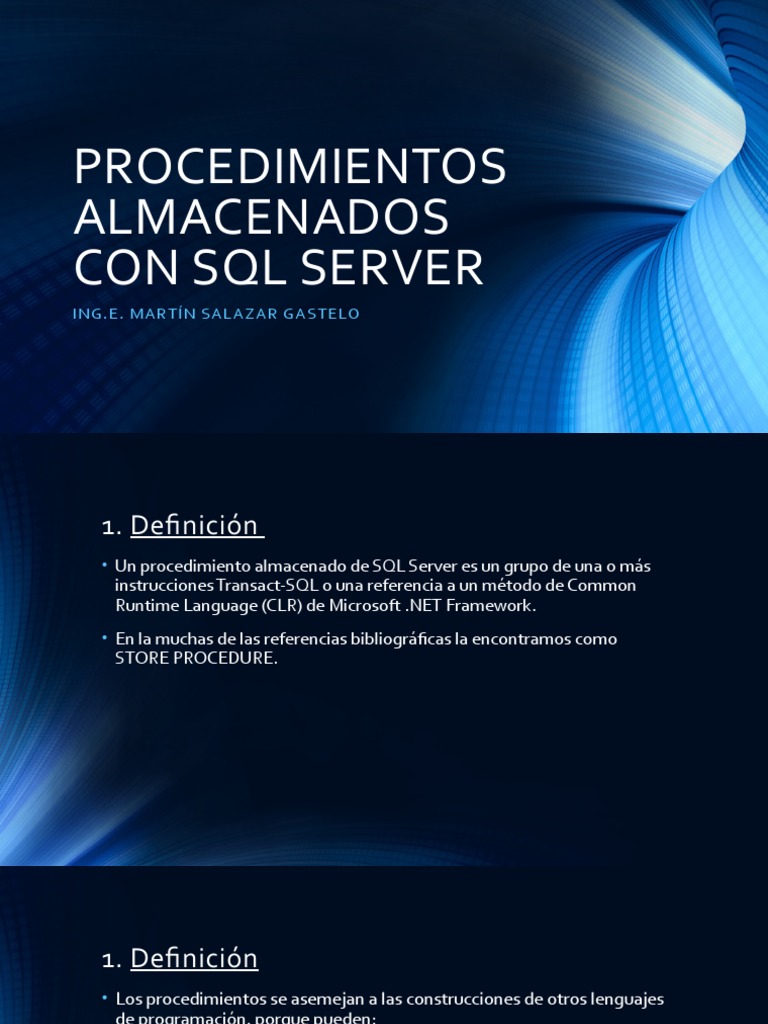 Procedimientos Almacenados en SQL Server | PDF
