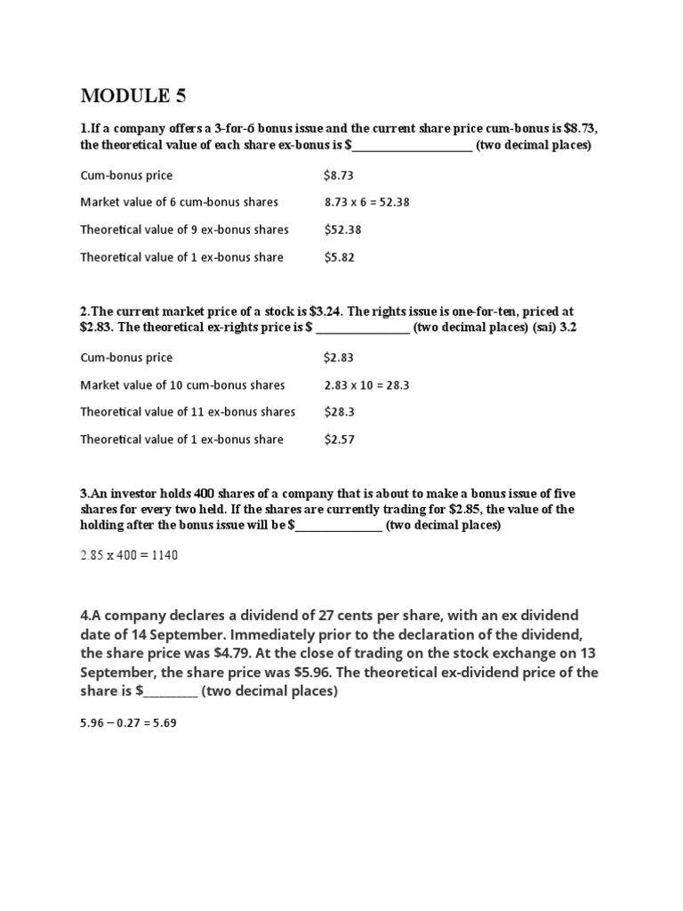 FIM Exercises 1 | PDF | Present Value | Interest