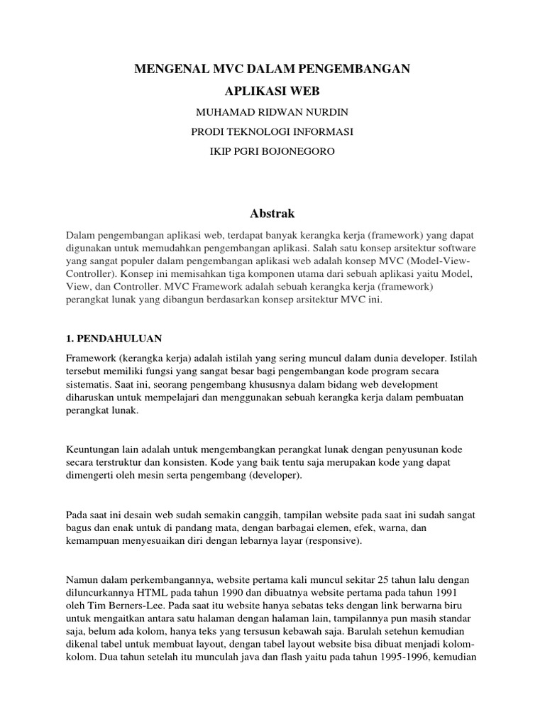 Mengenal MVC Dalam Pengembangan | PDF | Teknologi & Rekayasa