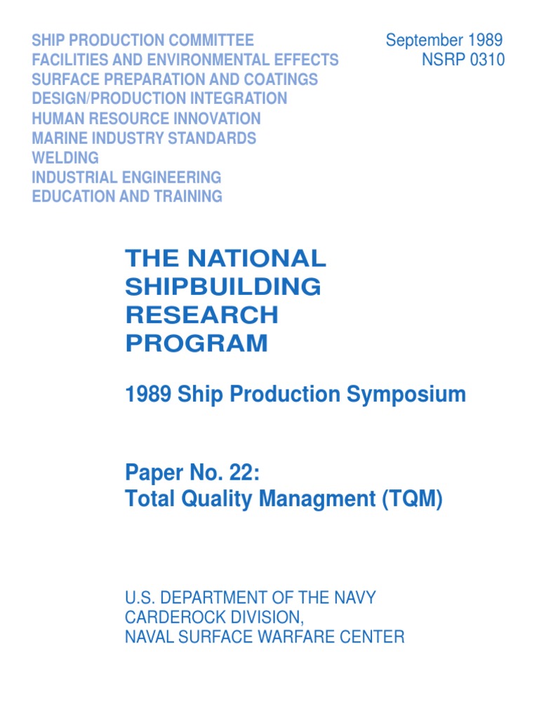 The National Shipbuilding Research Program | PDF | Goal | Quality ...
