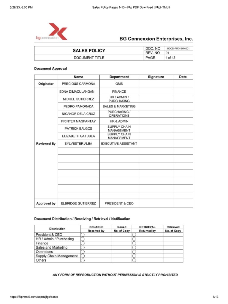 Sales Policy PDF | PDF