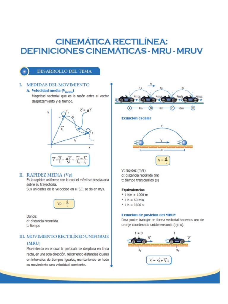 Cinemática Teoría Sencilla | PDF