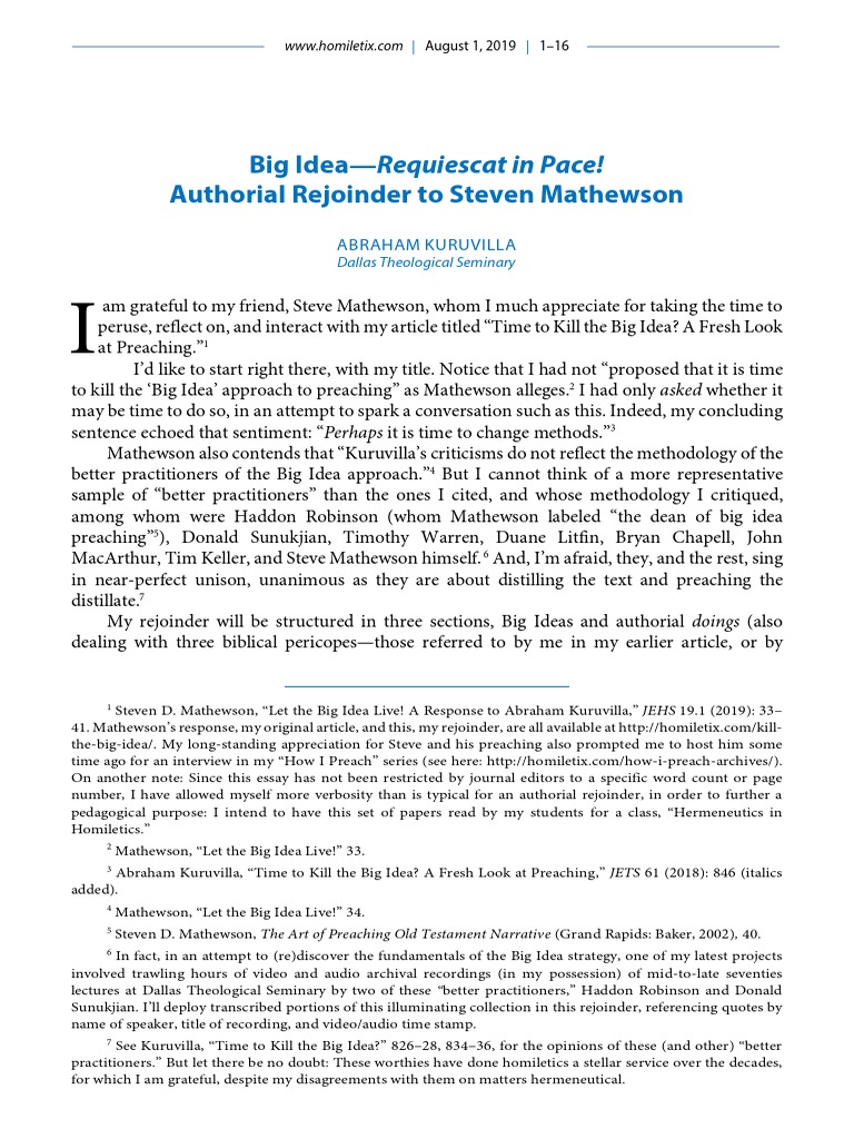 AK Rejoinder To Mathewson 190728 | PDF | Sermon | Disciple (Christianity)