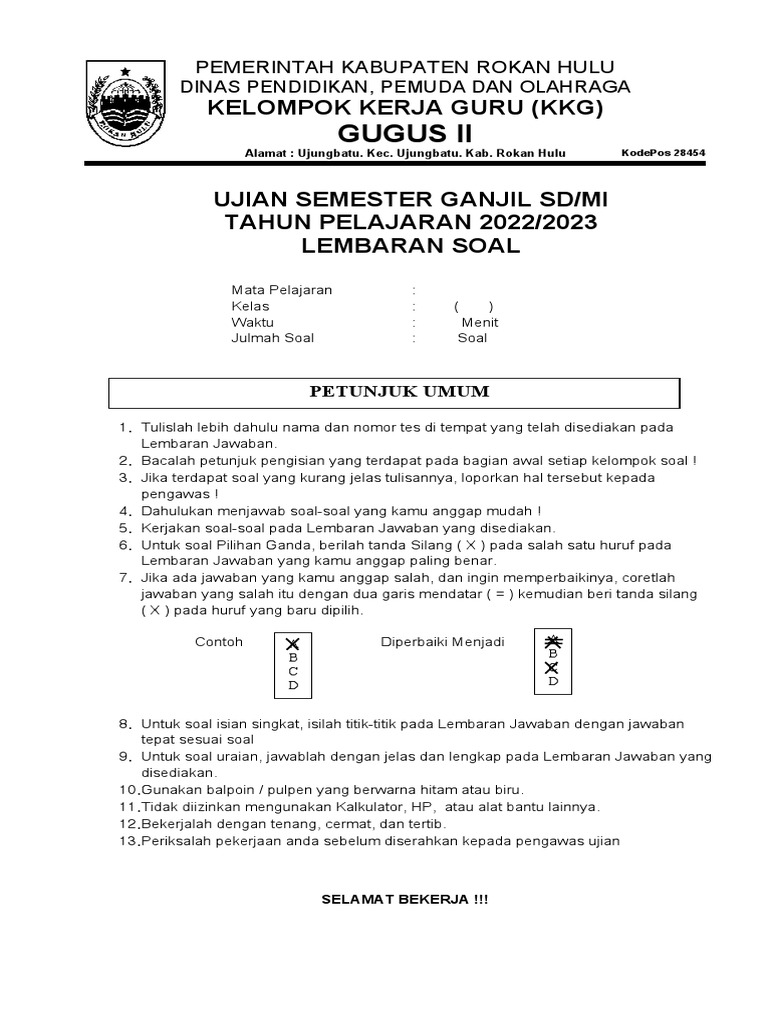 Format Soal Ujian | PDF