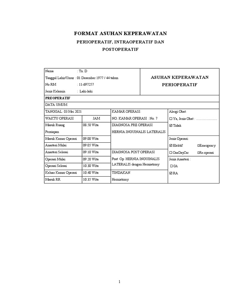 18_Maya Angelina B_Form Askep Pre Intra Dan Post Operasi | PDF