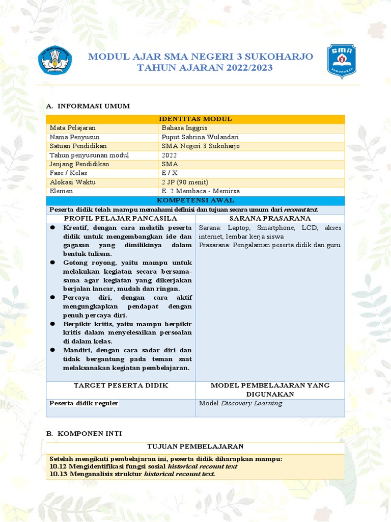 3.2 Contoh Template Modul Ajar Puput sabrina - Copy | PDF