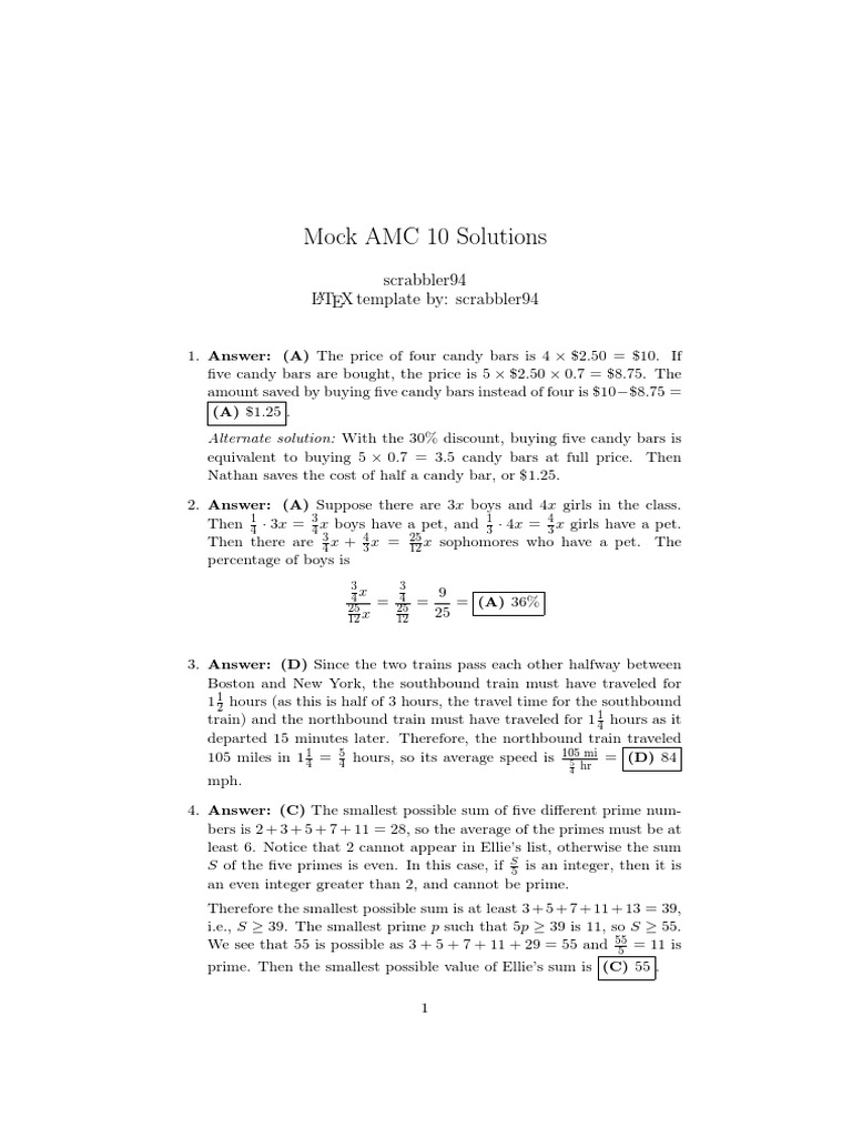 AMC10 2020 Mock | PDF | Triangle | Geometry