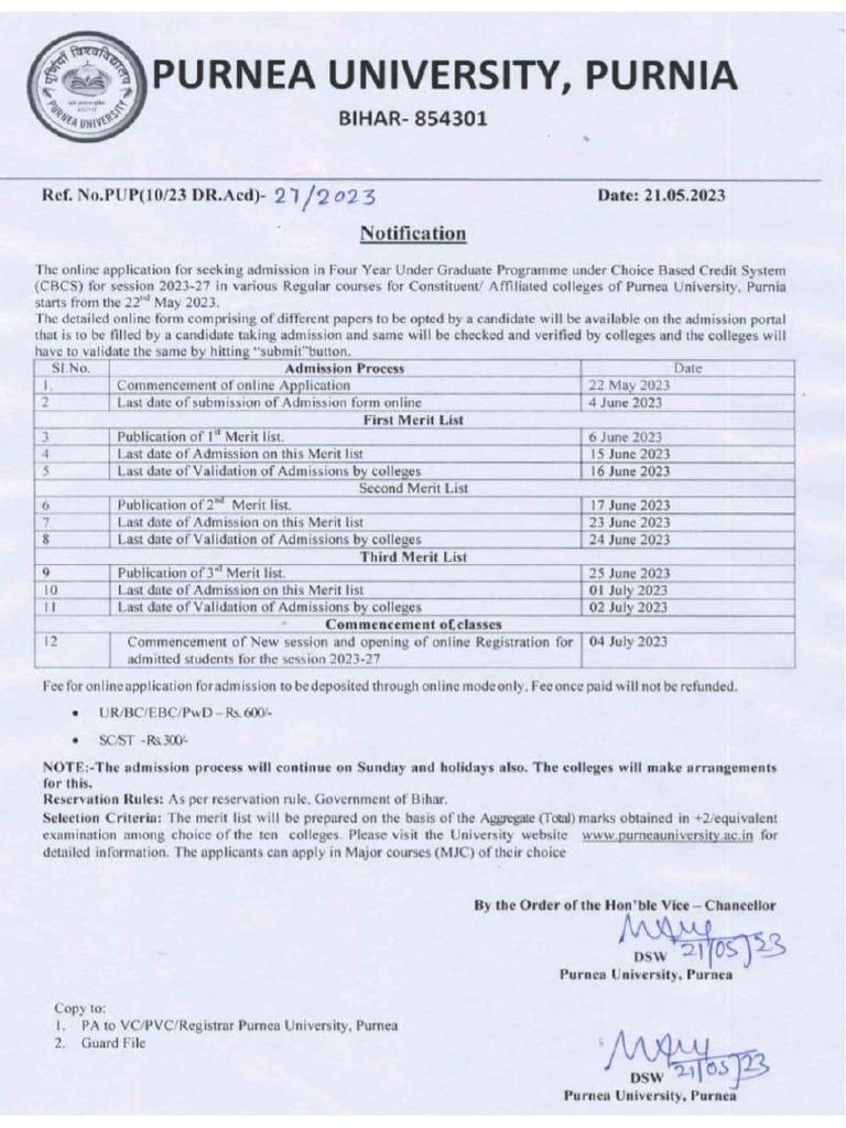 UG Notification 2023-27 | PDF