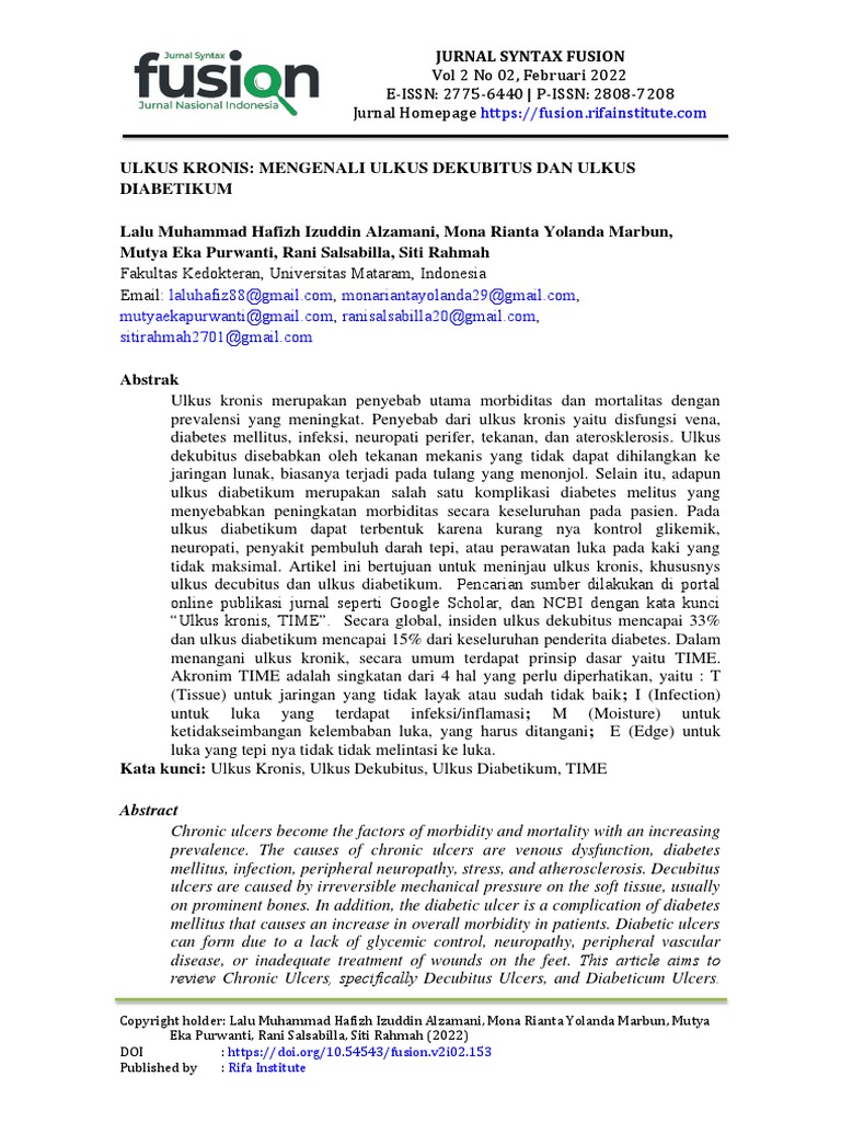 2022 Ulkus Kronis Mengenali Ulkus Dekubitus Dan Ulkus | PDF ...
