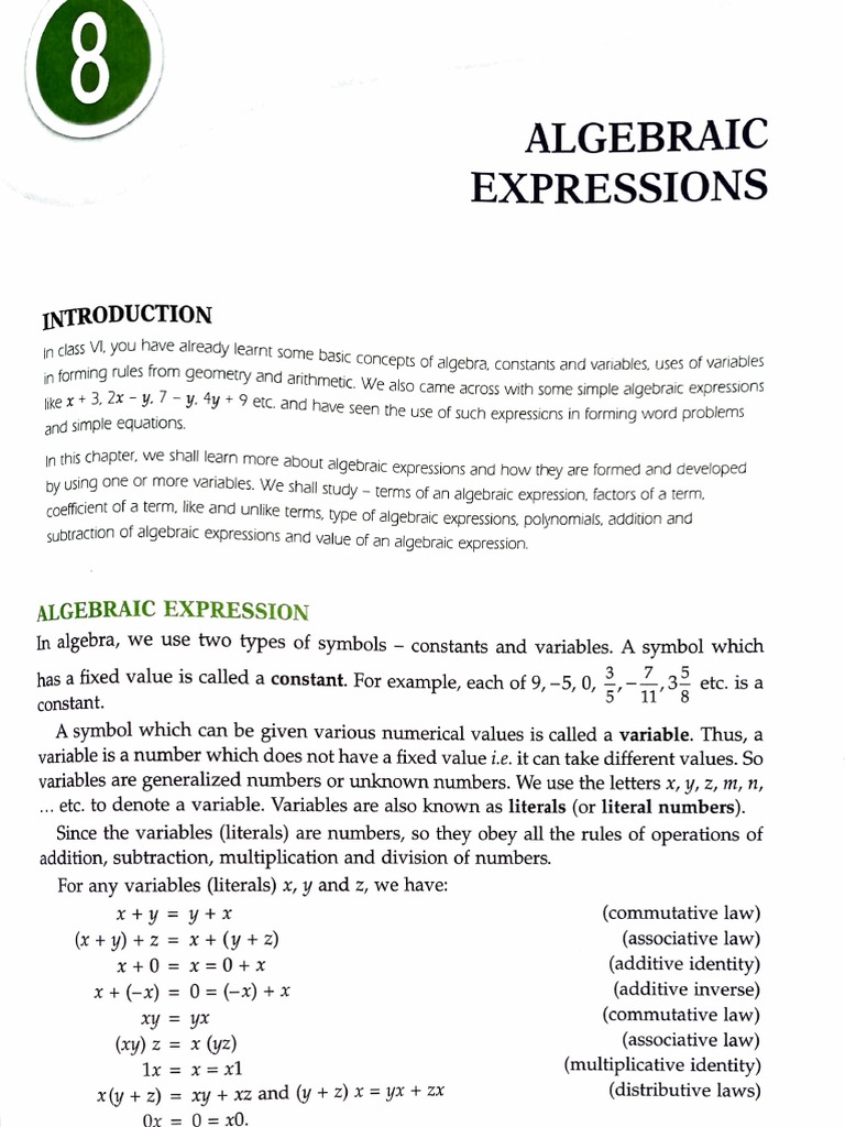 Maths Algebraic Expression | PDF