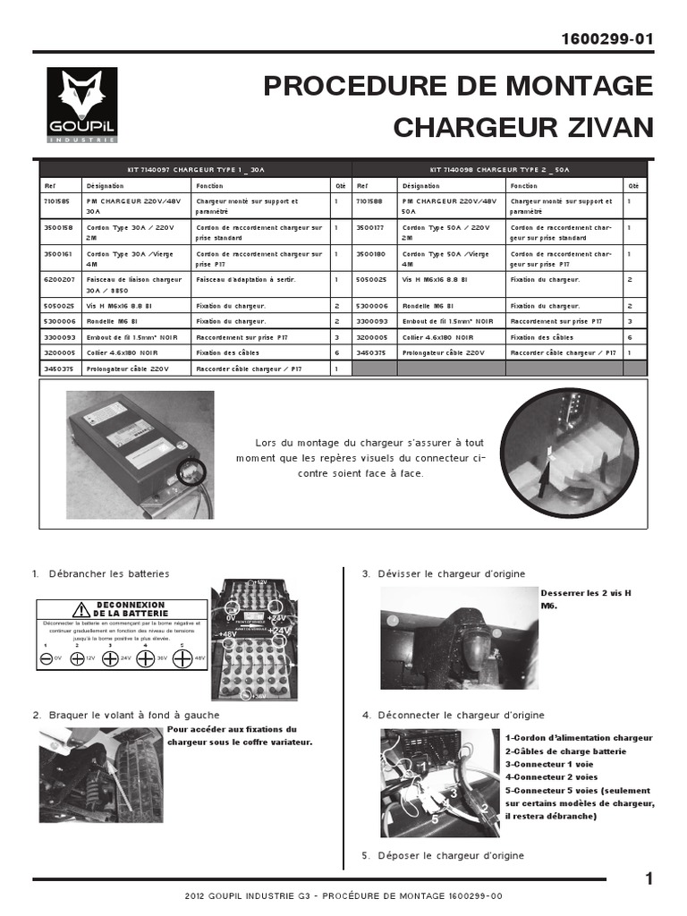 Proc Mise en Place Kit Chargeur Zivan | PDF | Chargeur (électricité) | Électrotechnique
