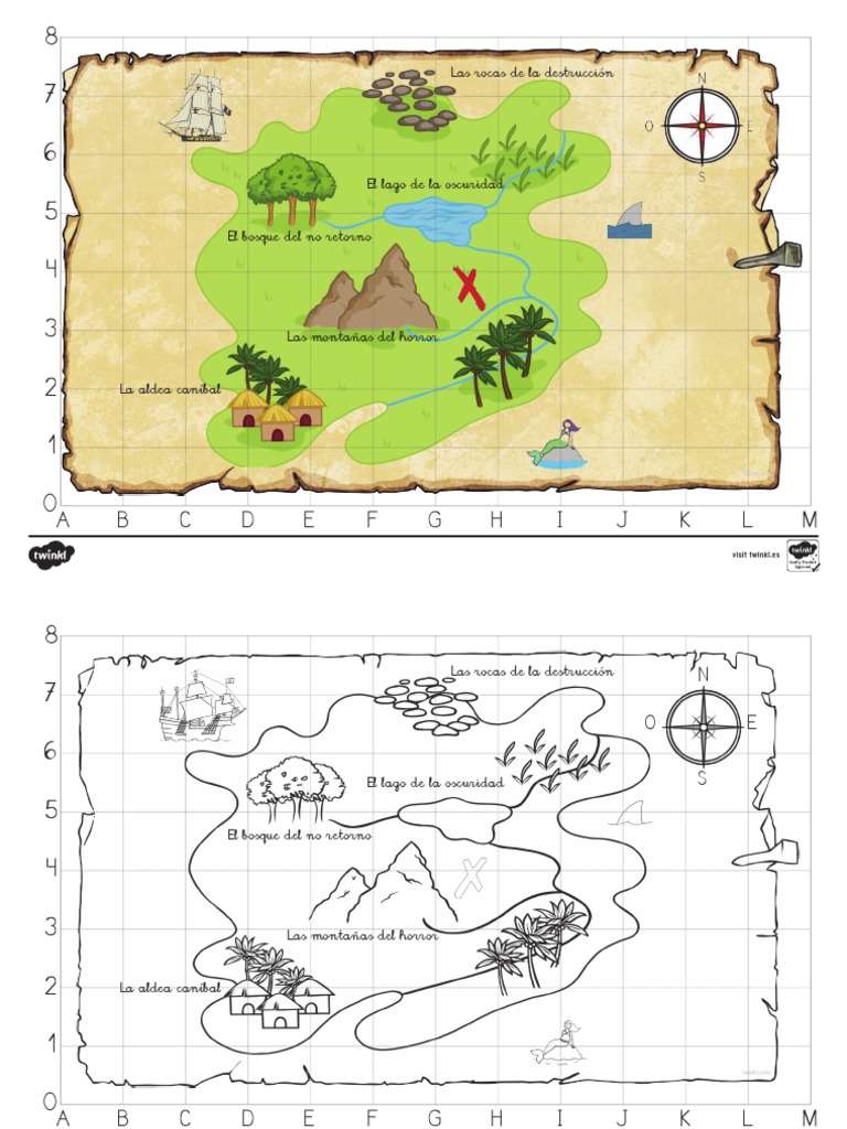 Encuentra El Tesoro de Los Piratas Mapa | PDF