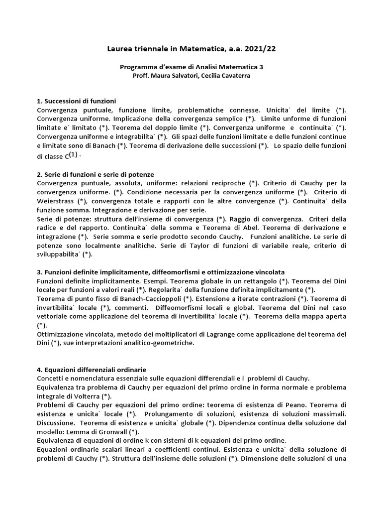 AM3 - Programma Finale - 2021.22 | PDF