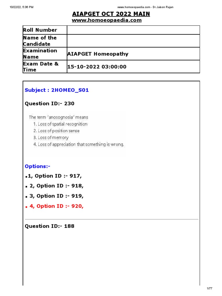 AIAPGET 2022 Question Paper | PDF | Qualifications | Student Assessment ...