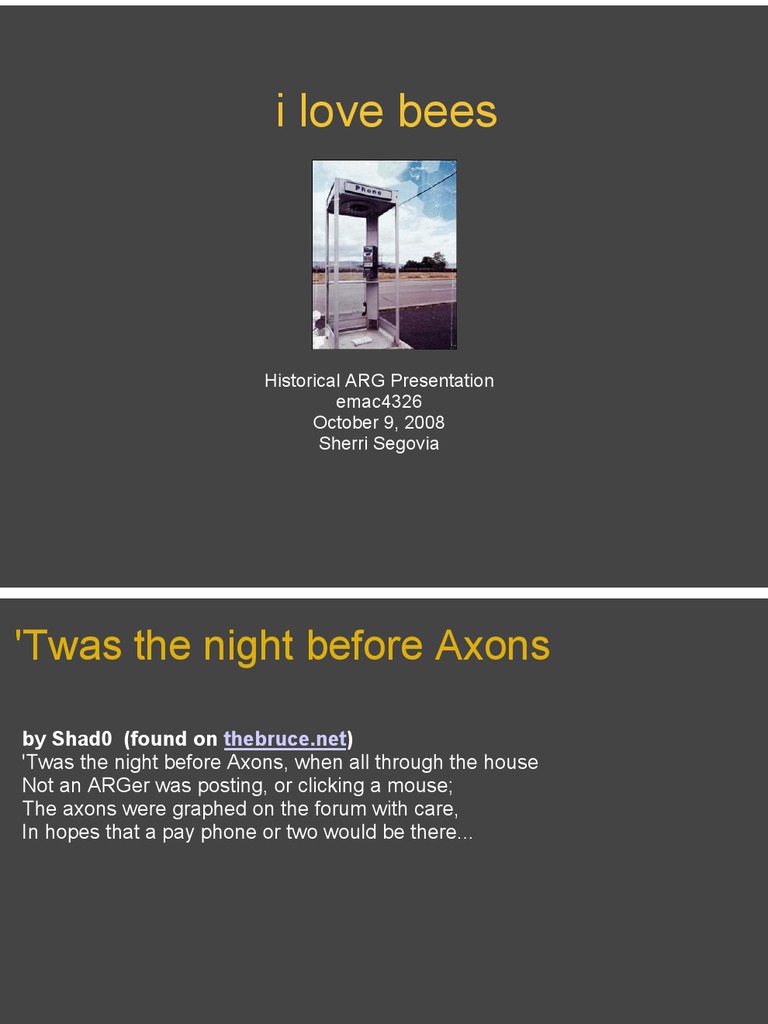 I Love Bees ARG Presentation - 10-9-08 | PDF | Leisure